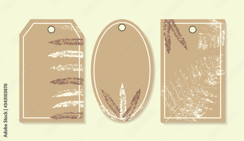 Vector Set of Gift Tags with Leaf Stamp. Leaf imprints design ...