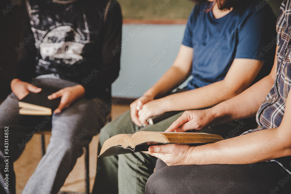 Christian family worship God in home Stock Photo | Adobe Stock