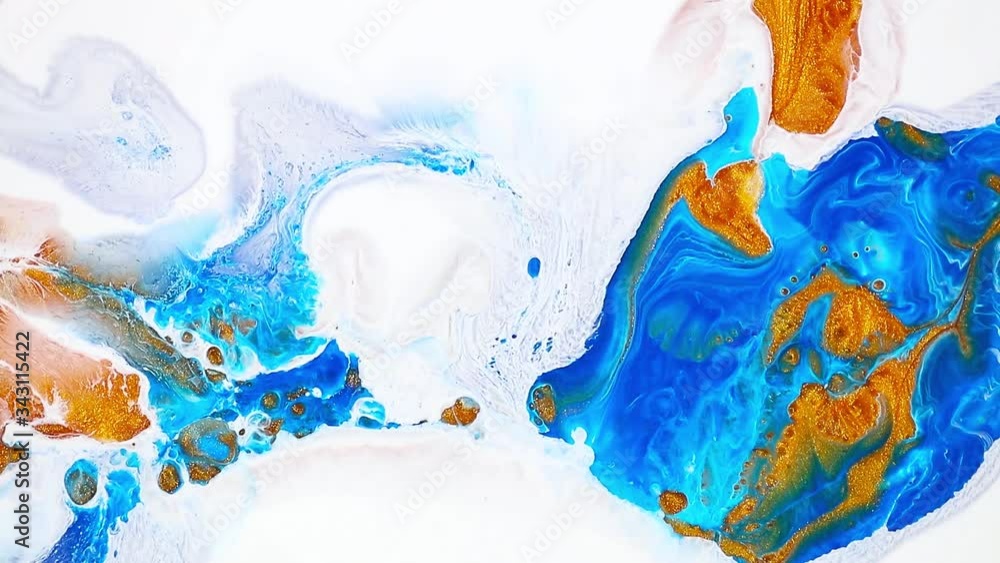 Stockvideo Fluid art painting video, modern acryl texture with flowing ...