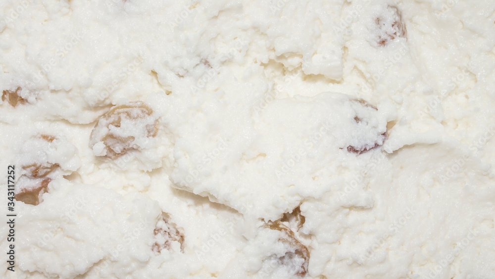 Cottage cheese with raisins.The texture of cottage cheese.Curd ...