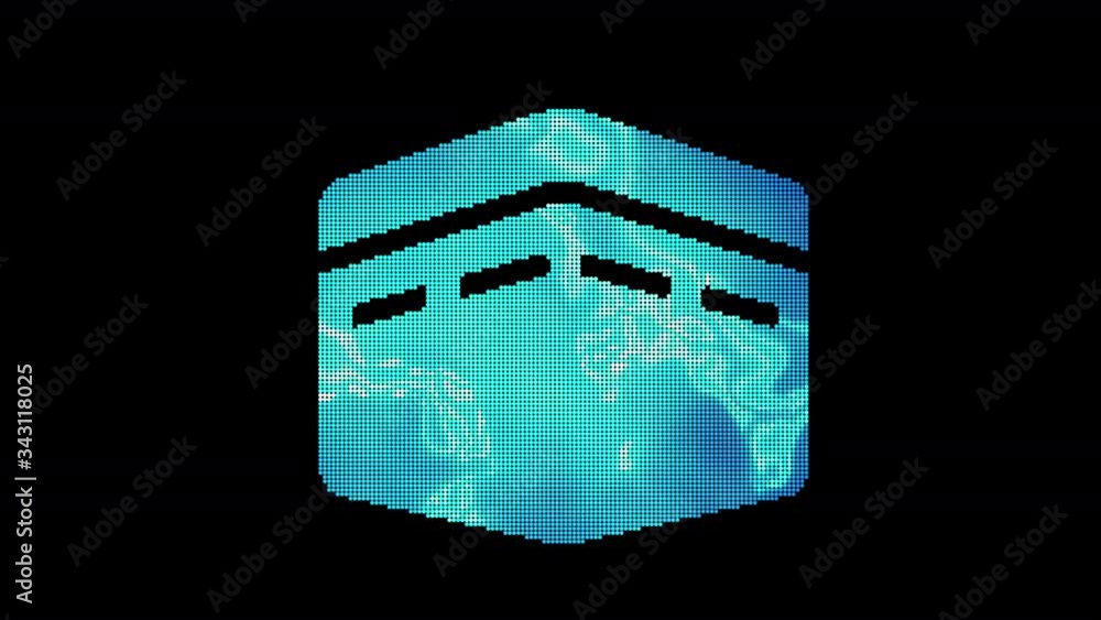 The symbol kaaba is assembled from small balls. Then it shimmers with ...