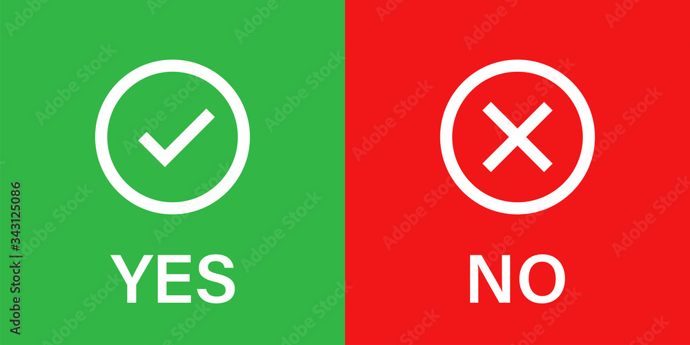 Vecteur Stock Yes NO tick check mark. Vector isolated icons signs ...
