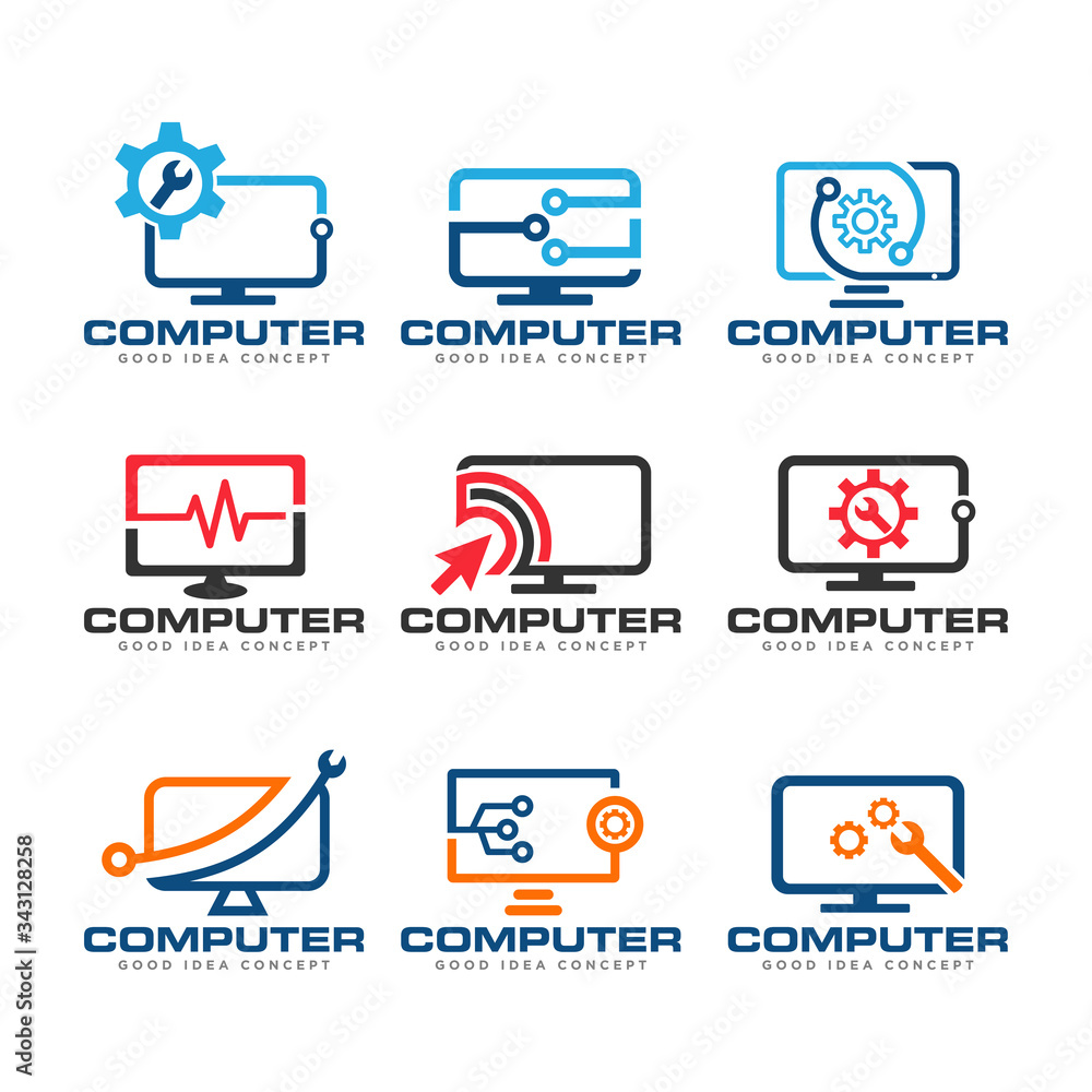 Computer Technology Logo Icon Design Vector Stock Vector | Adobe Stock