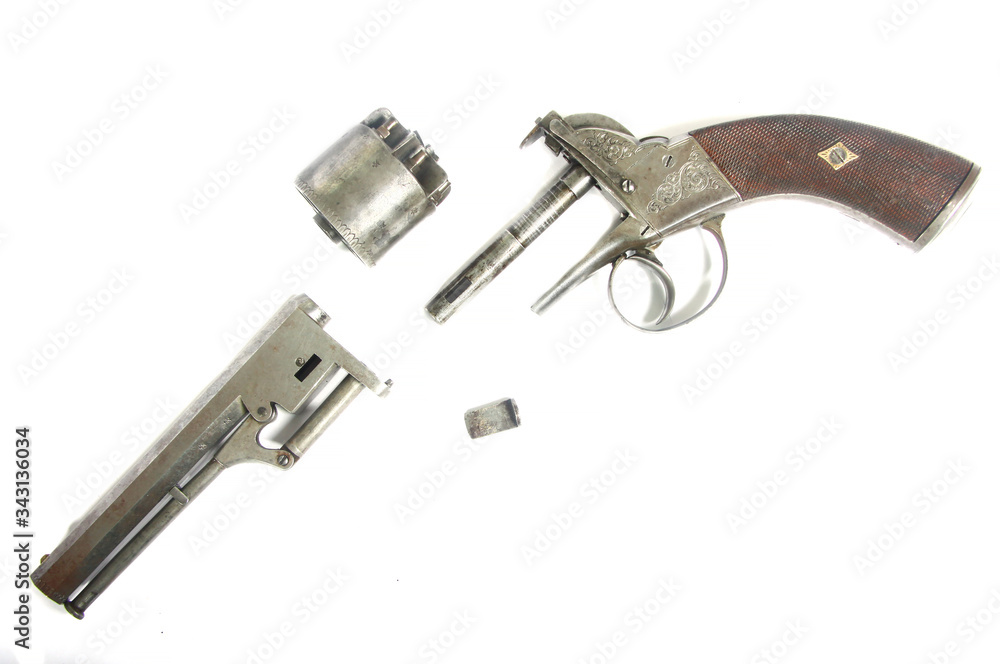 XIX century old rare muzzle loading percussion cap revolver pistol on ...