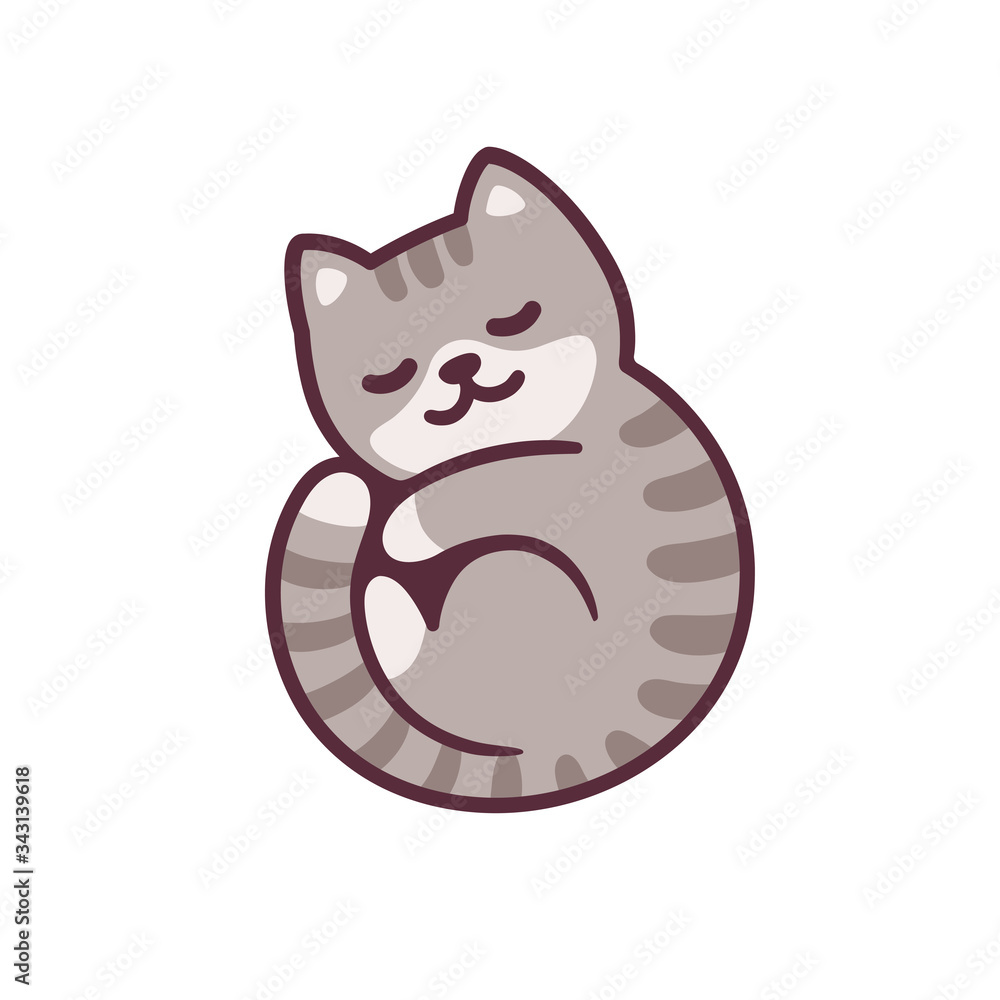 Cartoon sleeping cat Stock Vector | Adobe Stock