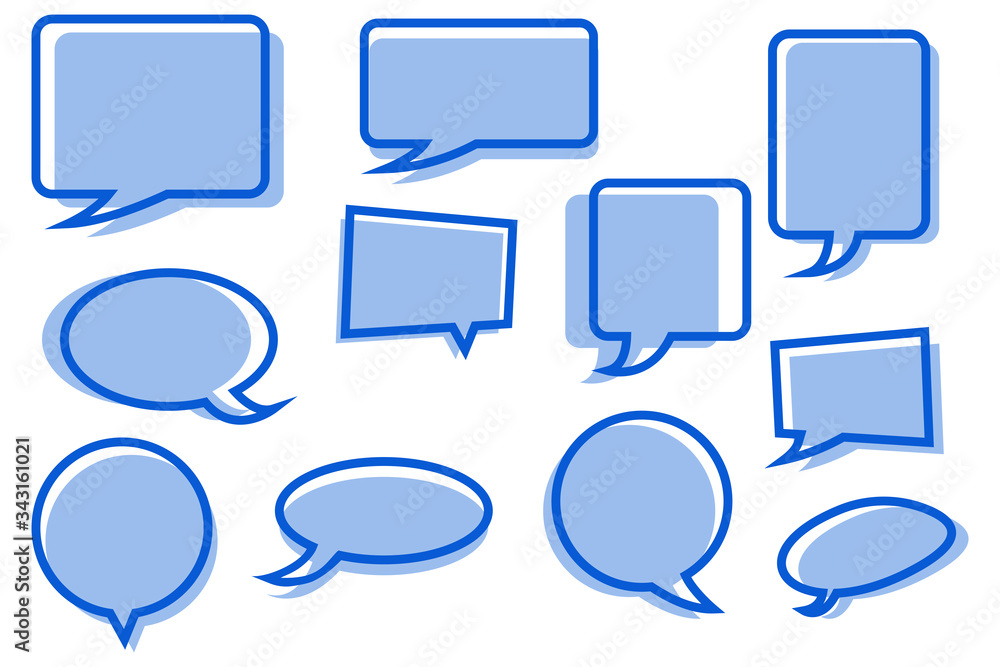 Talk icons of different shapes in light purple on a white background ...