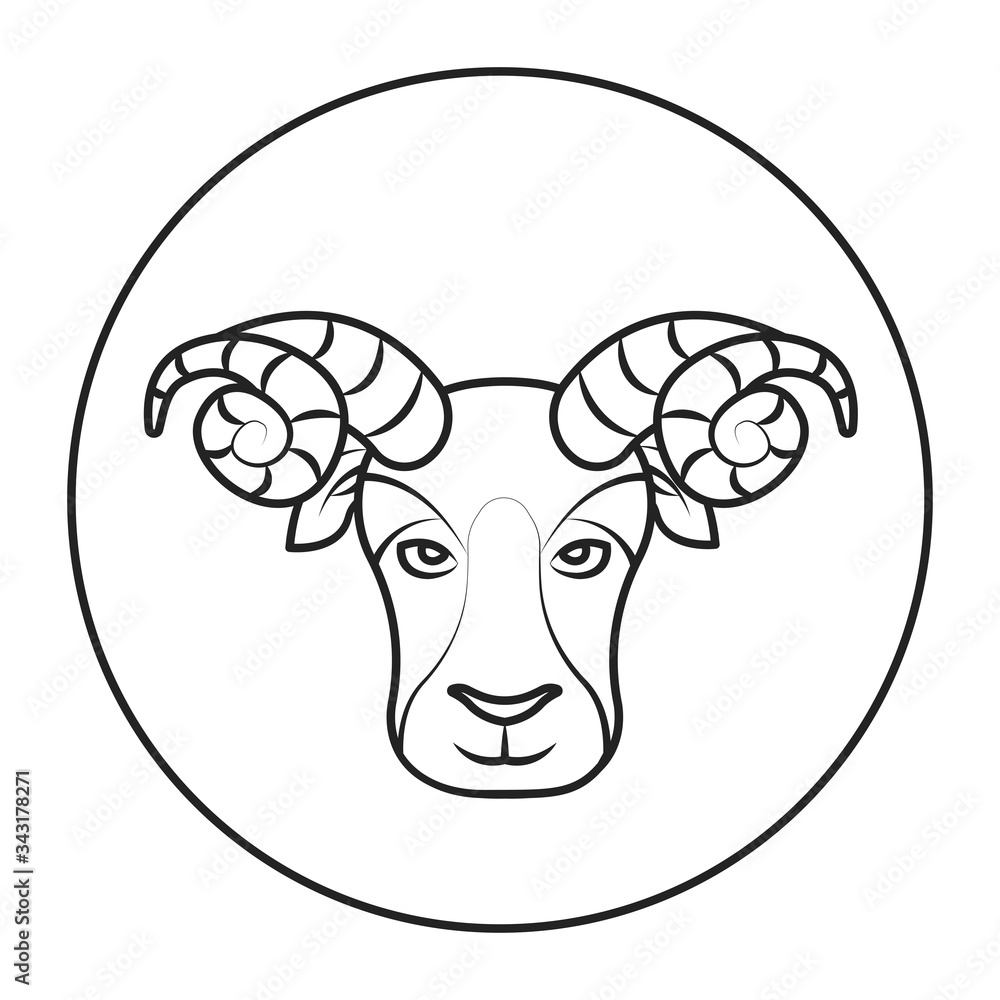 Aries black line icon. Zodiac sign. Astrology and horoscope ...