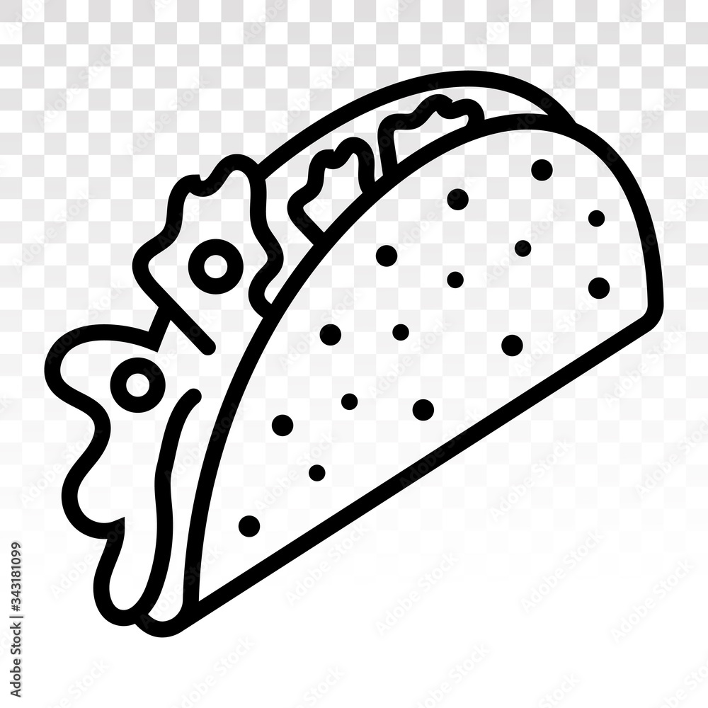 Taco - Mexican food lunch line art vector icon for apps and websites on ...