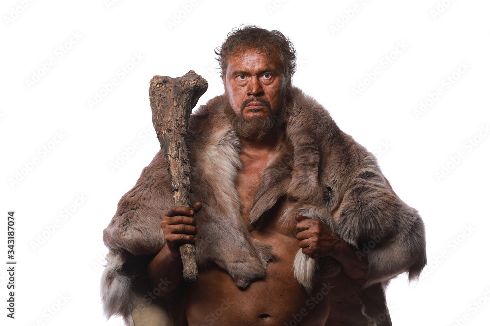 cave ancient man with a club , Ice Age Stock Photo | Adobe Stock