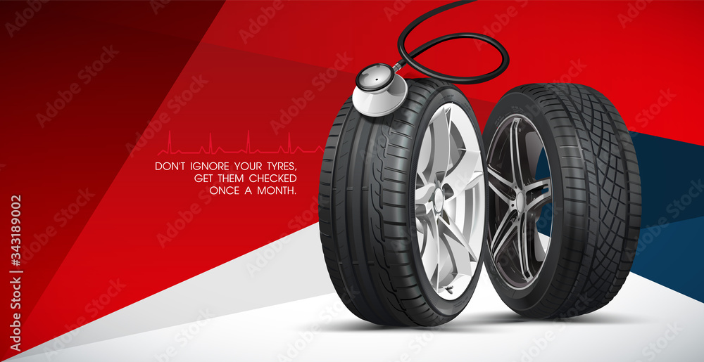 Inflating tire and checking air pressure with gauge pressure in service ...