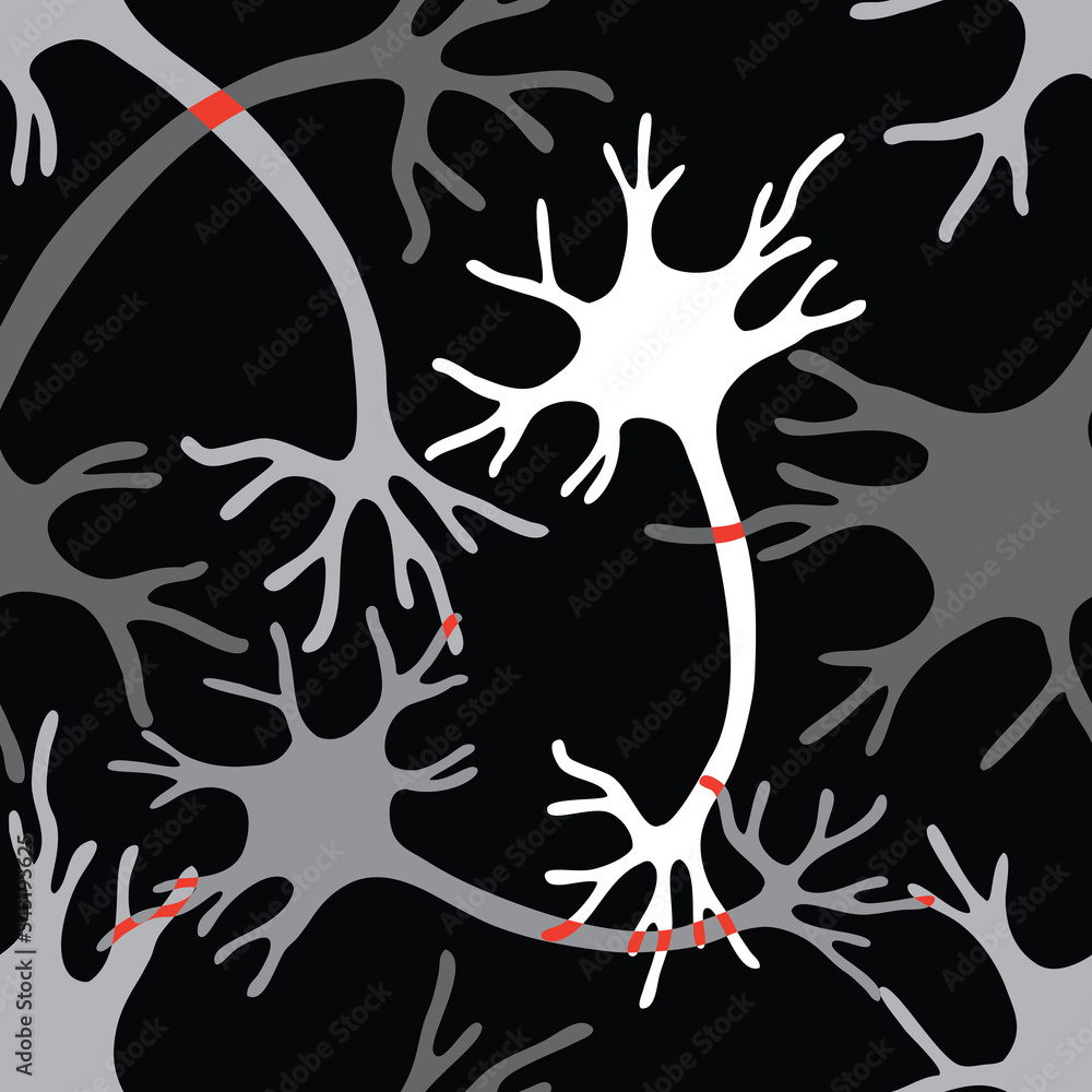 Seamless vector background of sihouettes neurons cells Stock Vector ...