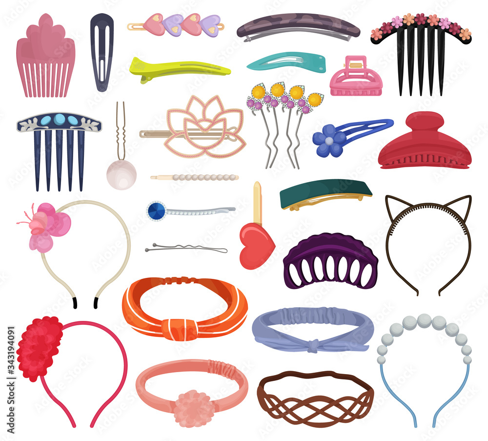 Hairpins isolated cartoon set icon. Vector illustration barrette on ...