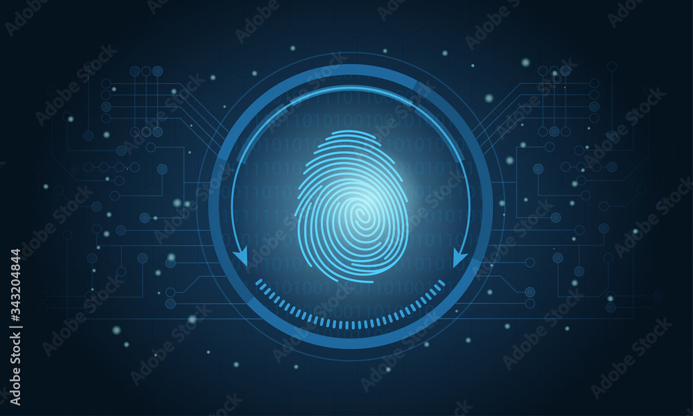 Login using fingerprint identification with a print inside a circle on ...