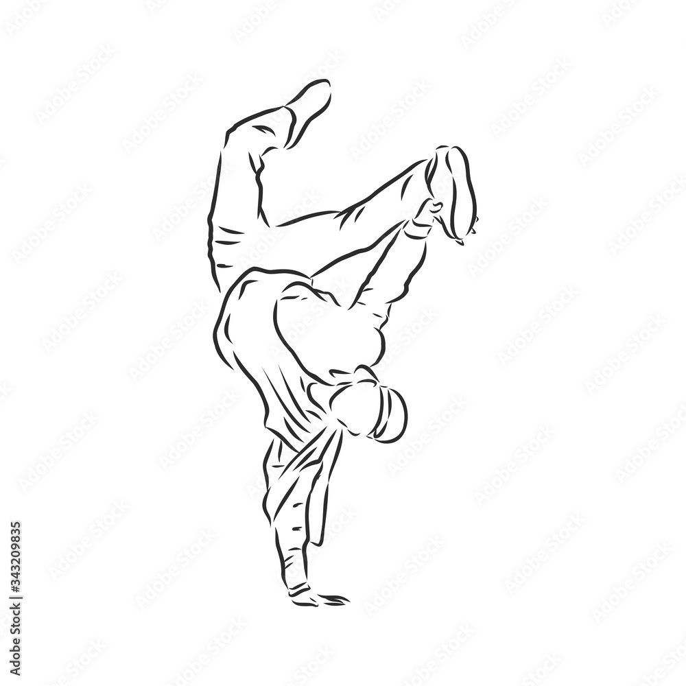 break dancer-continuous line drawing. break dance, dancer, vector ...