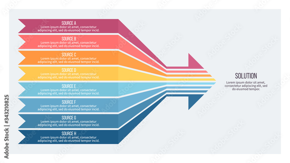 Business infographic. Arrow chart with 8 options. Vector template ...