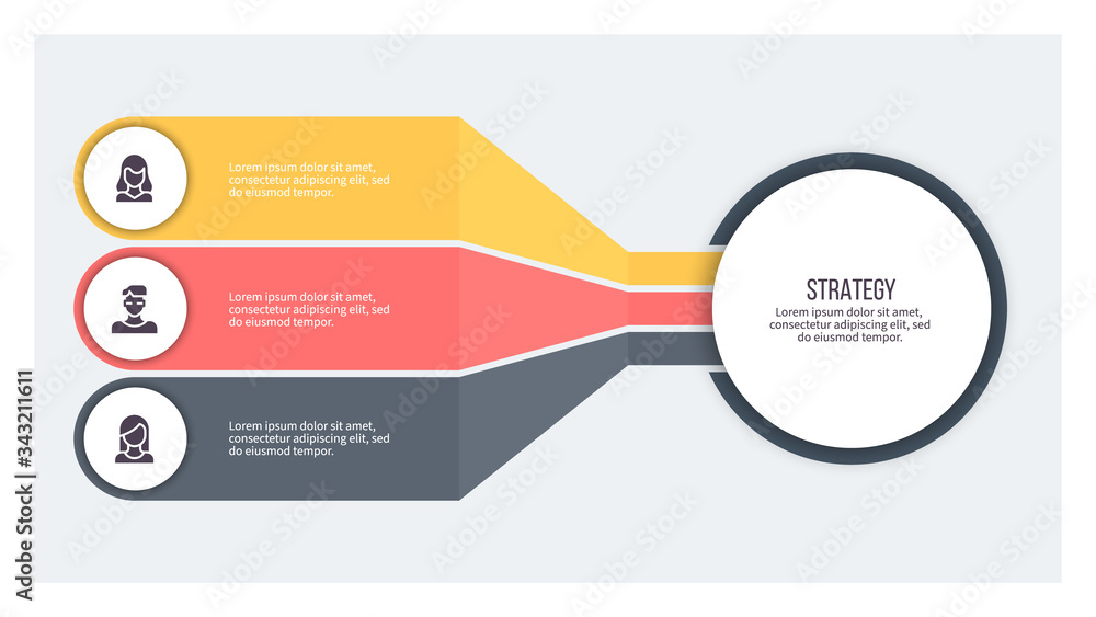 Business infographic. Organization chart with 3 options. Vector ...