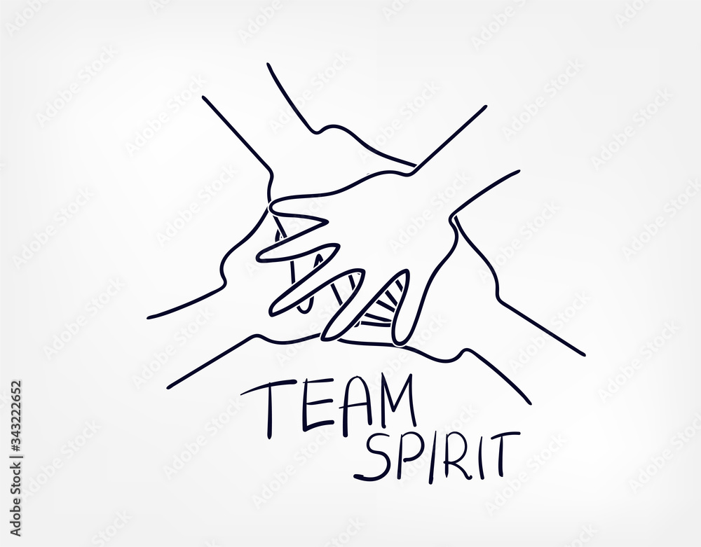 team spirit concept sketch lettering hand drawn doodle Stock Vector ...