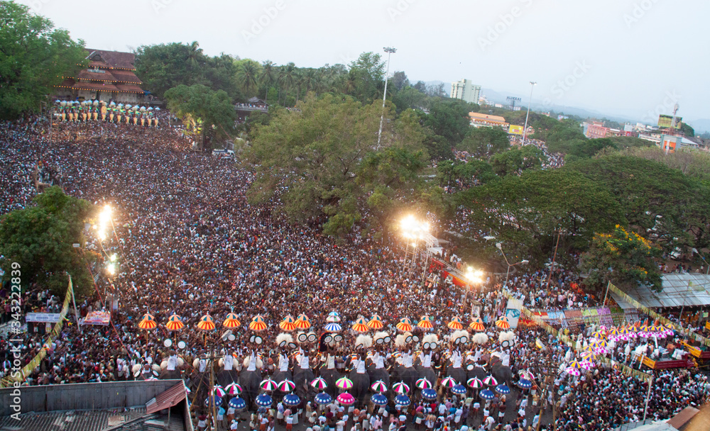 Thrissur Pooram festival in front of vadkkunathan temple,Kerala,India ...