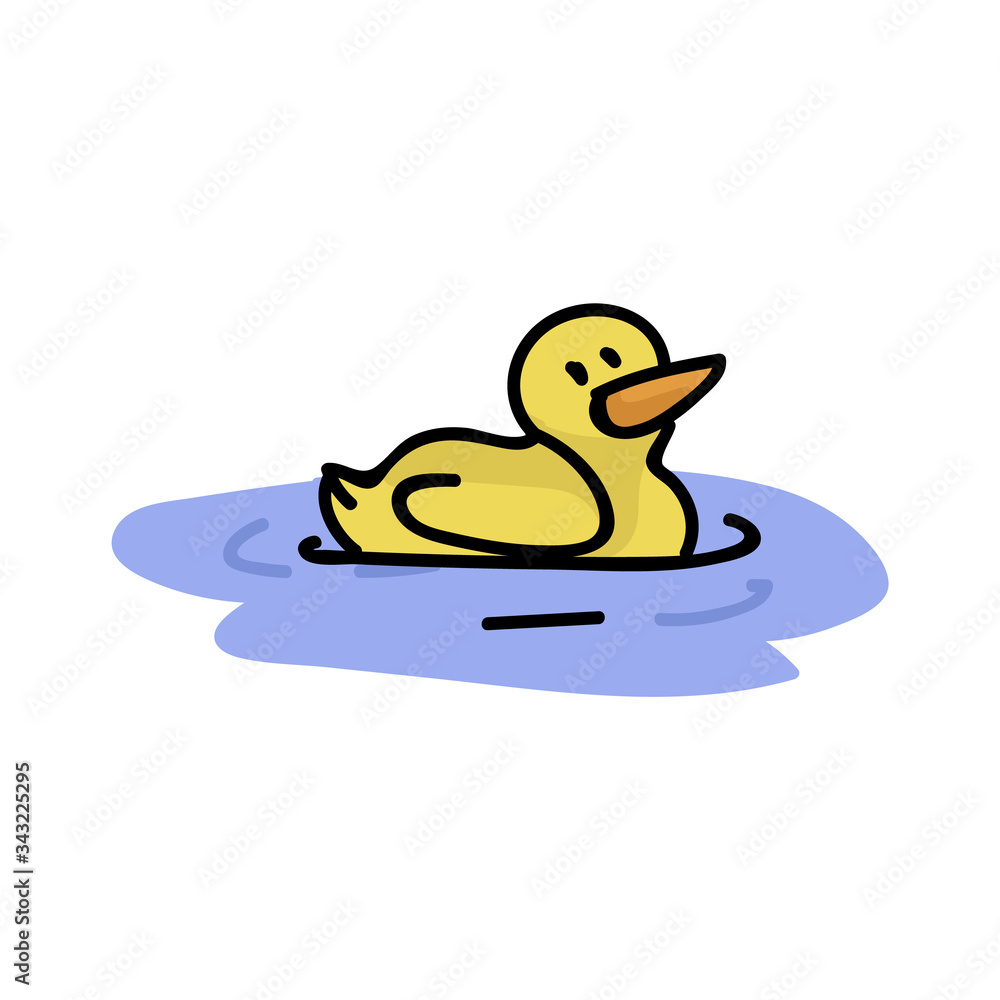 Cute cartoon duckling on pond vector clipart. Wildlife animal waterfowl ...