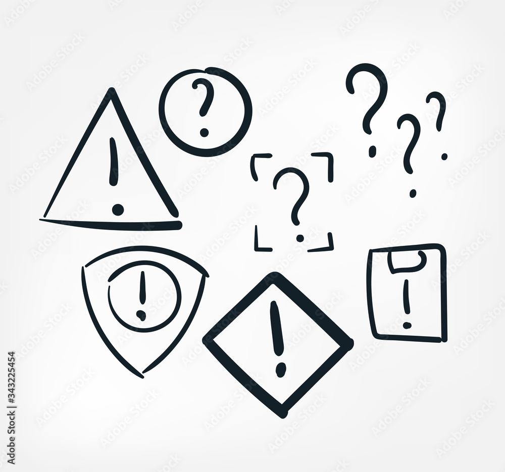 question Exclamation point warning line art doodle vector symbol sign ...