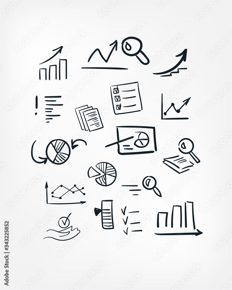 diagram statistics line art doodle vector symbol sign concept set Stock ...