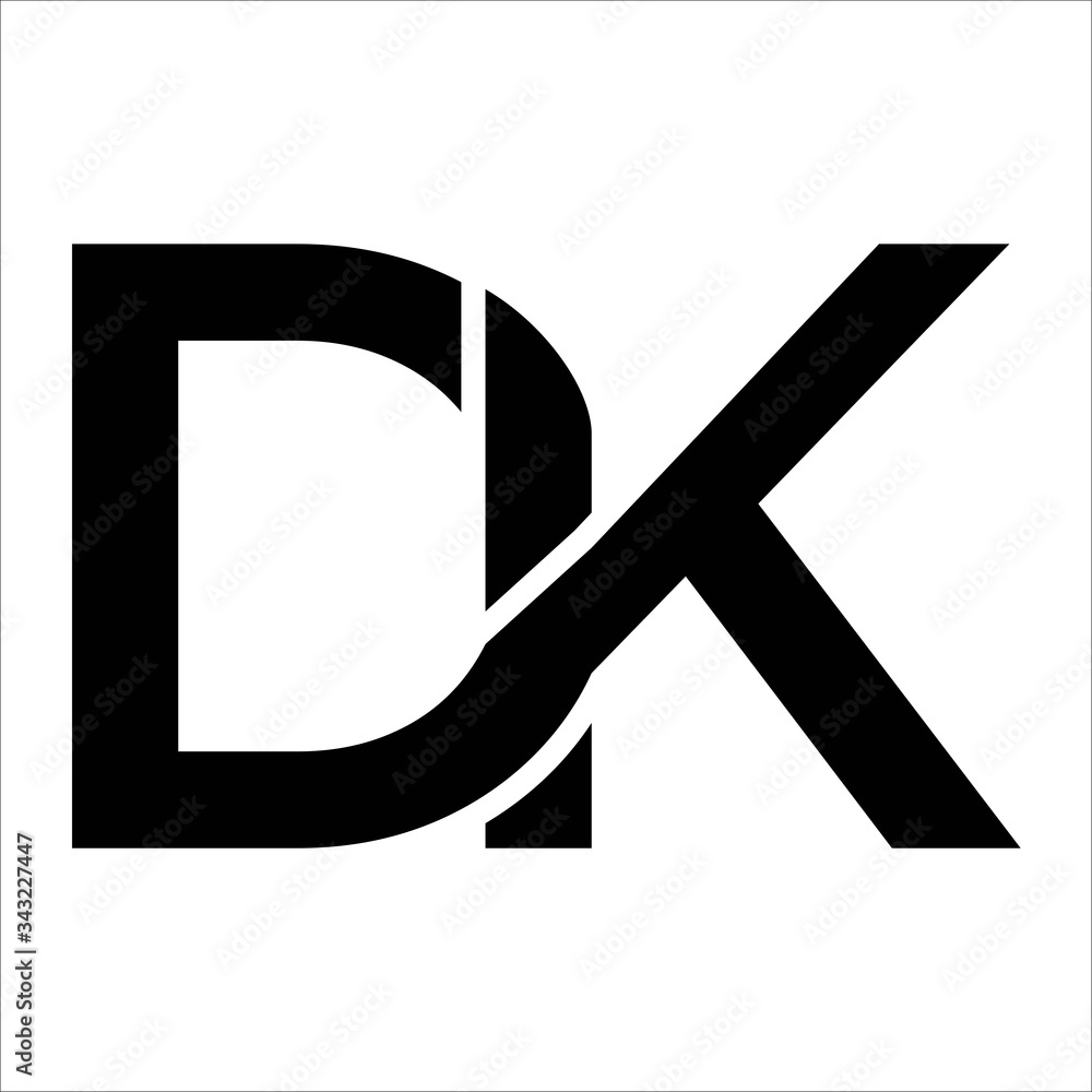DK or D and K letter alphabet logo initials design in vector format ...