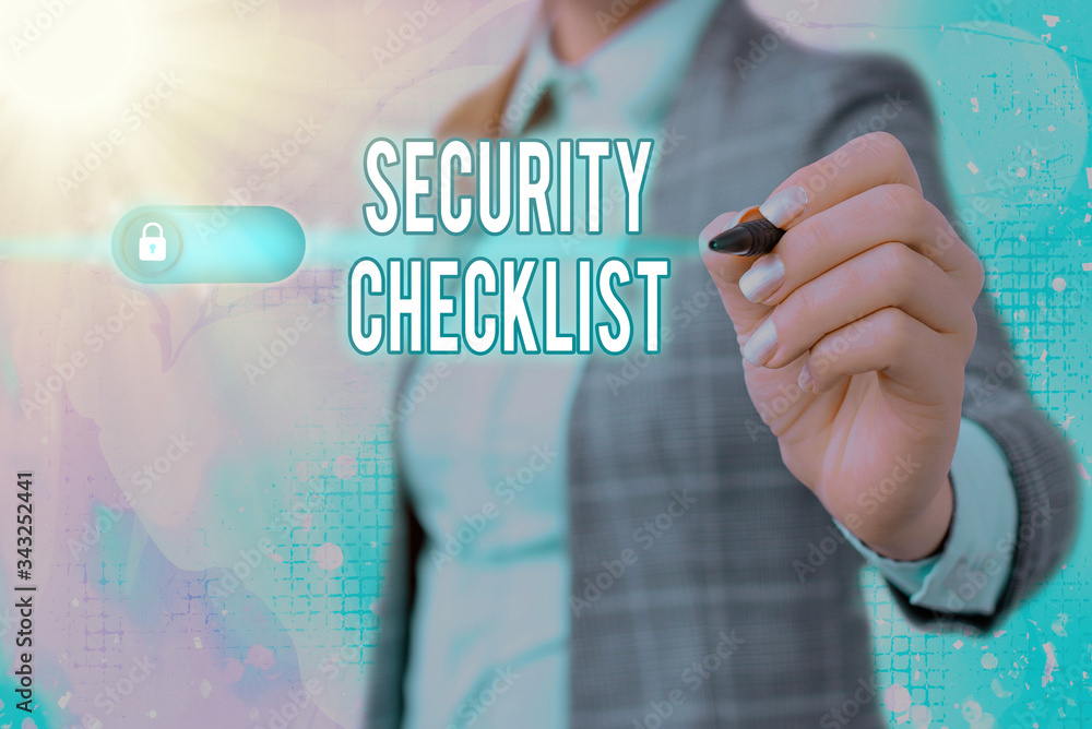 Writing note showing Security Checklist. Business concept for ...
