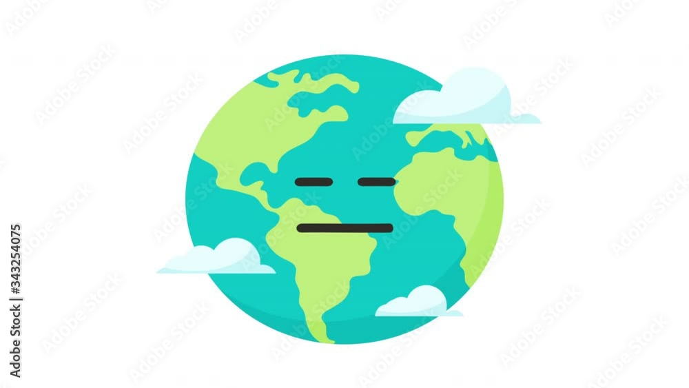 Animated colorful earth character globe emoji. Sustainable living ...