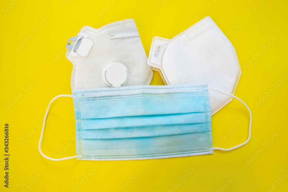 Surgical mask with rubber ear straps. Typical 3-ply surgical mask ...