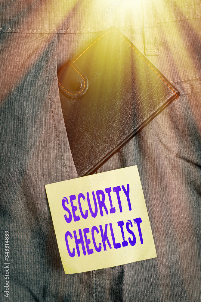 Writing note showing Security Checklist. Business concept for ...