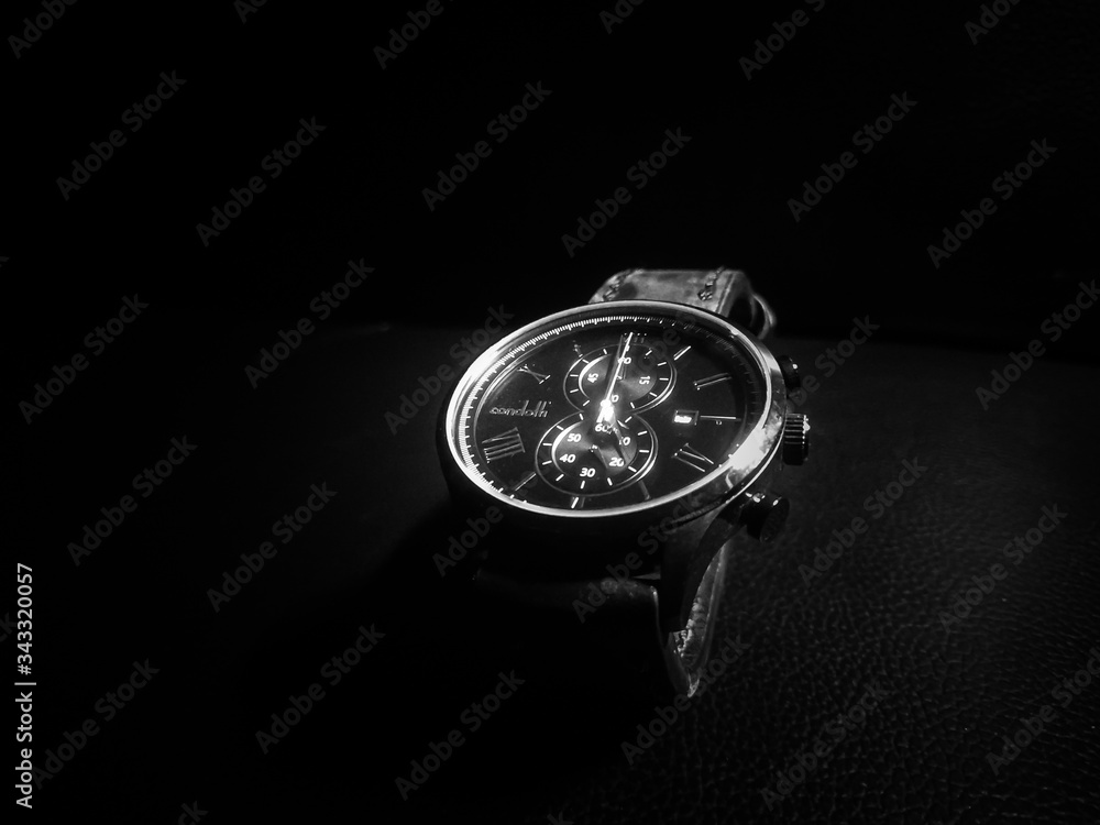 Black and white photo of luxury clock for men Stock Photo | Adobe Stock