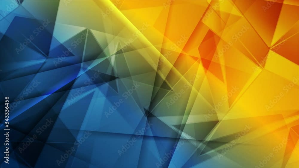 Glossy blue orange abstract low poly technology motion background ...