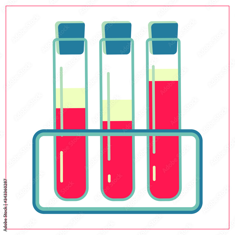 Vector flat illustration with Blood test tubes. For your web site ...