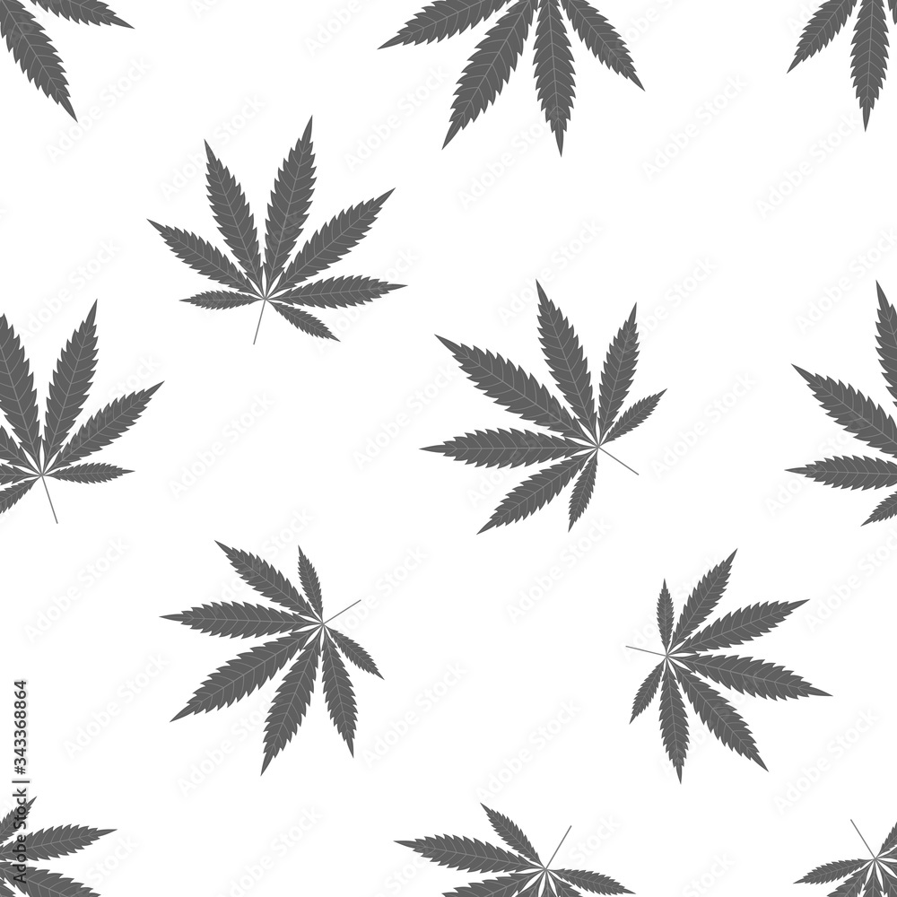 Cannabis seamless pattern. Marijuana leaf, gray weed plant. Hashish ...