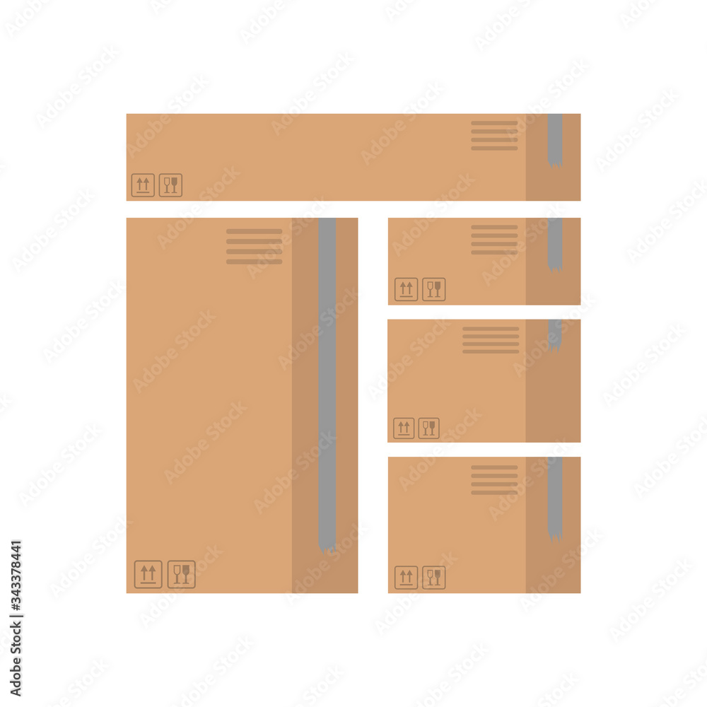 A set of boxes of different sizes. Cardboard boxes in a flat style ...