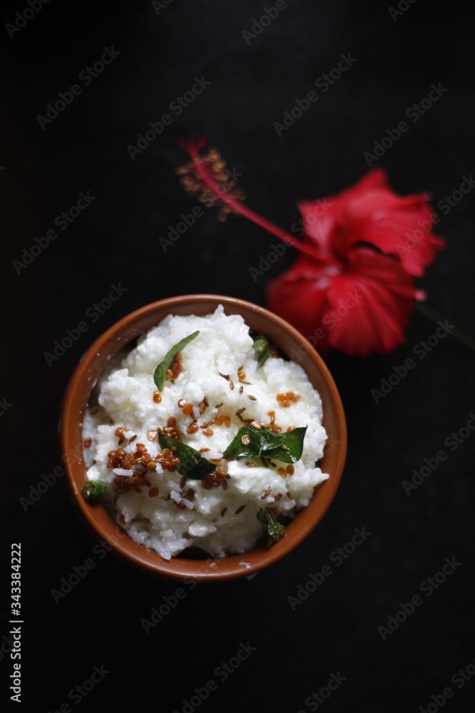 Curd rice-dahi bhat (yogurt rice) traditional food of india which is ...