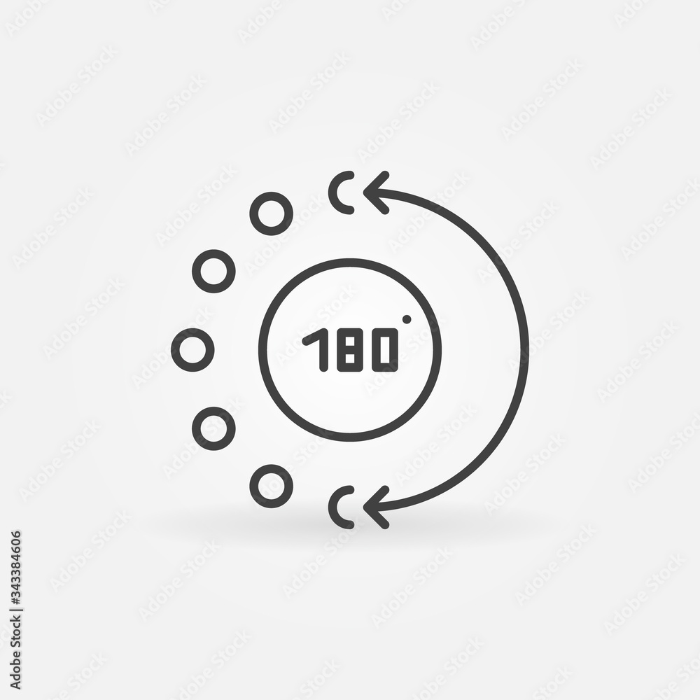 180 degree vector concept math icon or symbol in outline style Stock ...