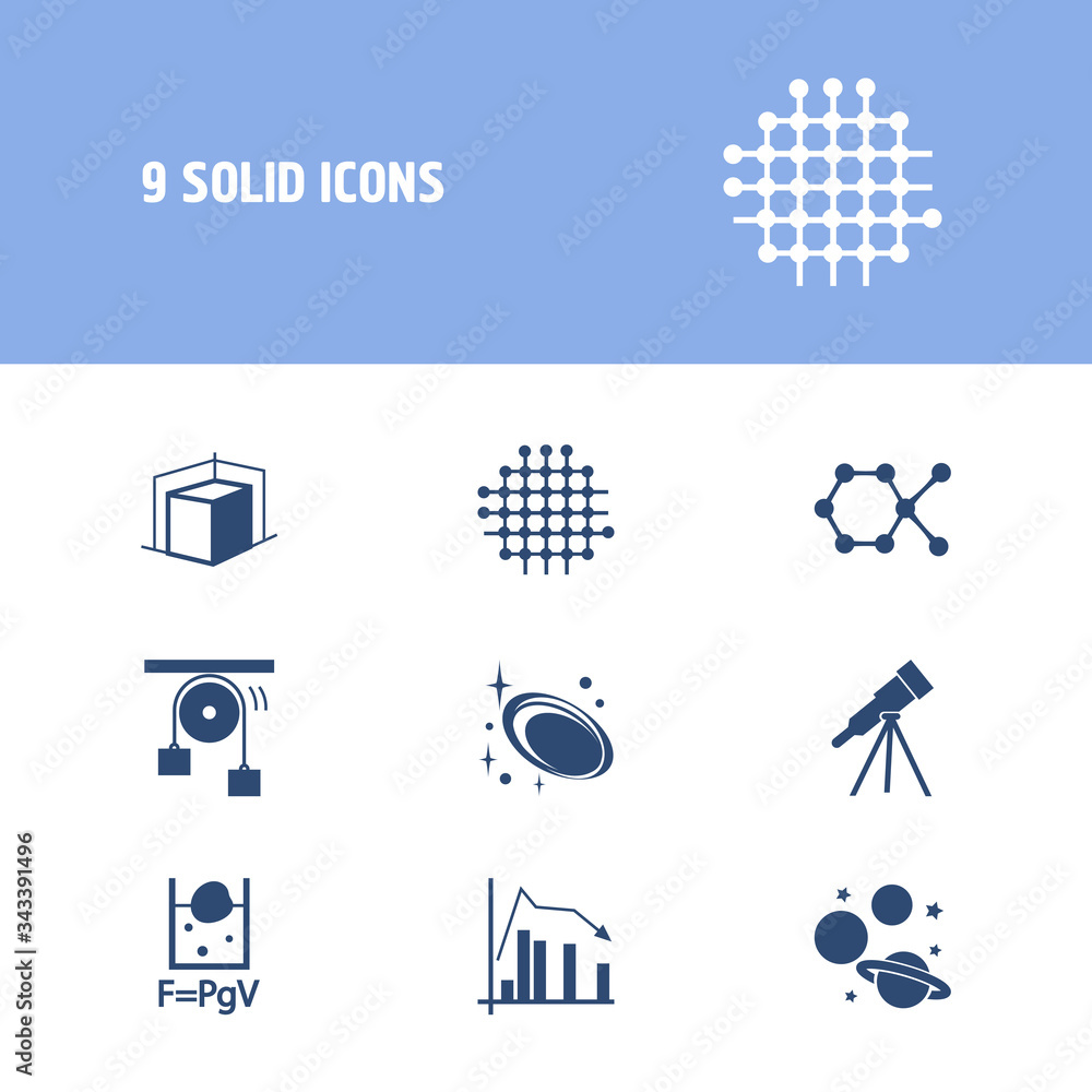 Physical icon set and 3d modeling with molecular lattice, cosmology and ...