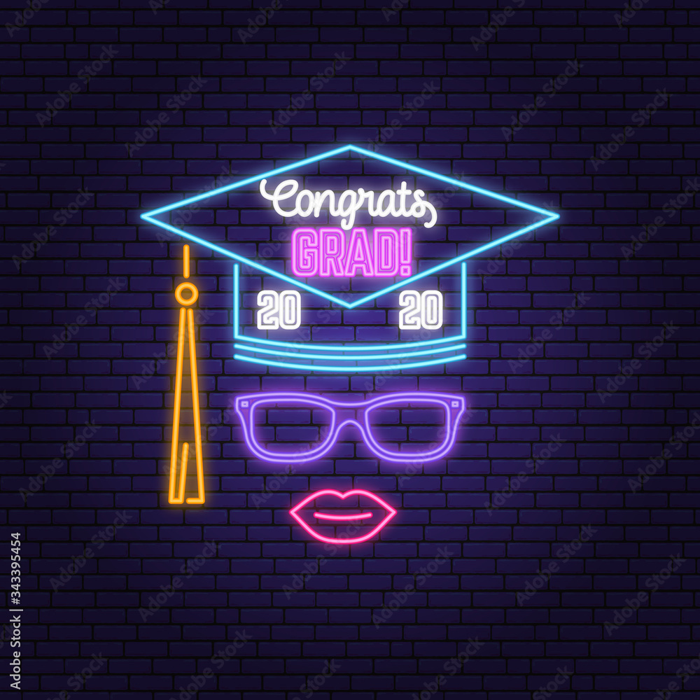 Vector Class of 2020 neon bright signboard, light banner. Vector. Neon ...