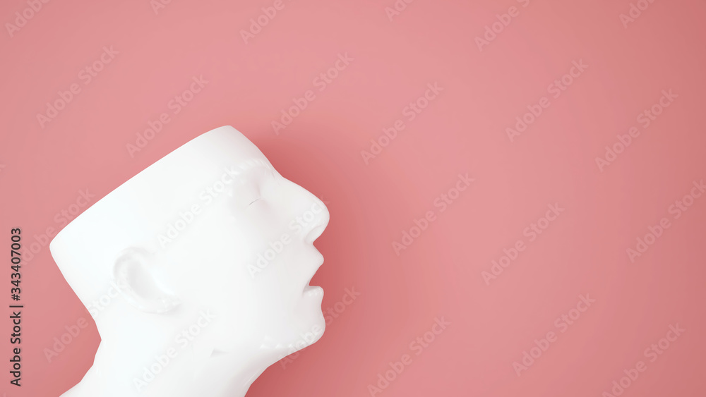 White man head model on pink background for template or artwork design ...