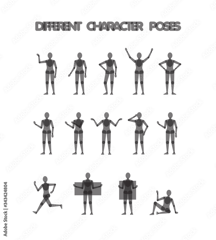 14 different character poses guide for character design illustrations ...