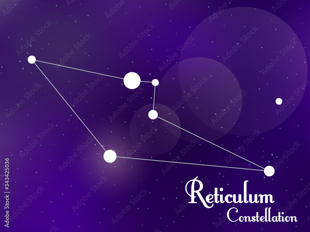 Reticulum constellation. Starry night sky. Cluster of stars, galaxy ...