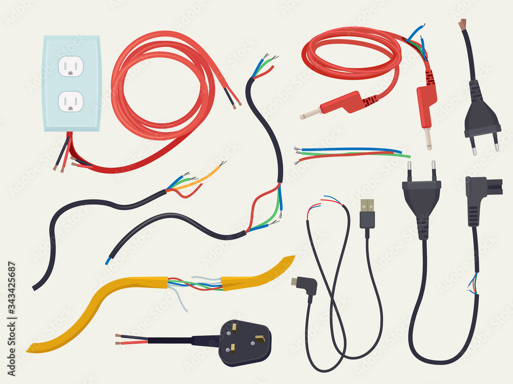 Electric problem. Damaged communication cable with plug broken ...