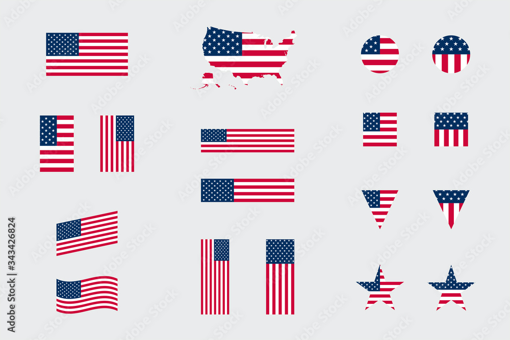 Vector Us Flag Vertical