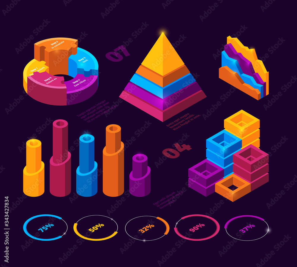 Futuristic infographic. Charts diagrams statistics bars vector business ...