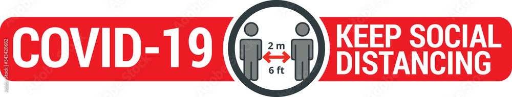 COVID-19 safety measure Keep safe social distance sign Stock Vector ...