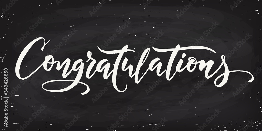 Congratulations blackboard design calligraphy. Hand written text. Stock ...