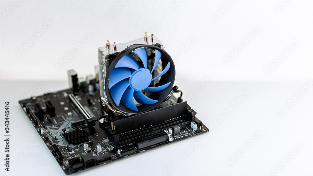 Computer components at the time of PC assembly. Motherboard, RAM ...