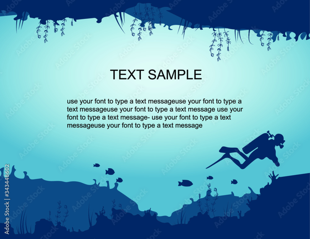 blank certificate form for diver. diver swimming underwater. horizontal ...