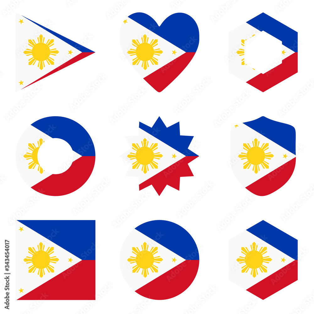 Set of nine form Philippines. Vector icons. National flag of the ...